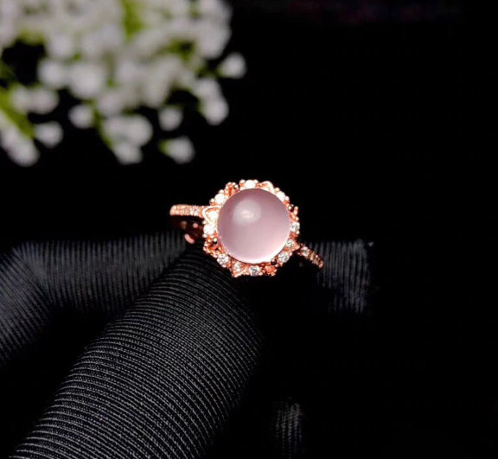 Rose Quartz Engagement Ringnatural Rose Quartz Ring925 - Etsy