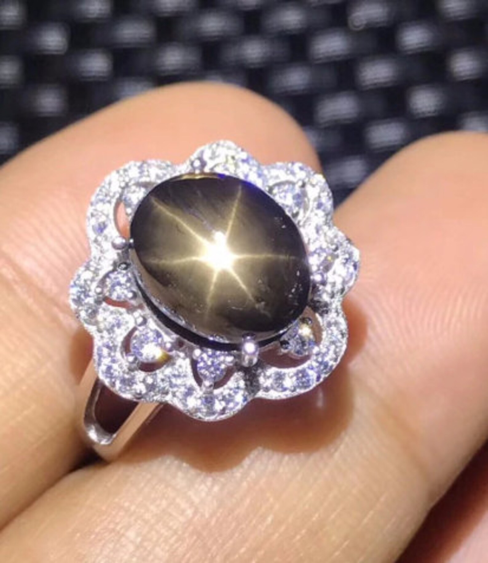 Starlight Sapphire Ring Classic 925 Pure Silver Star Line - Etsy