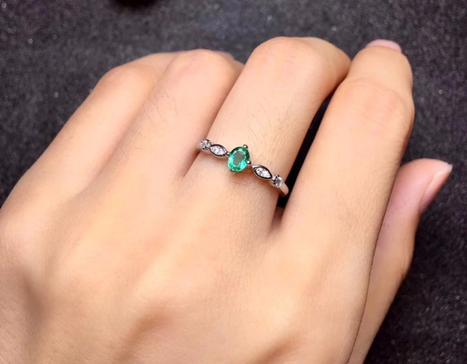 Natural Emerald Ring Emerald Engagement Ring Engagement & | Etsy