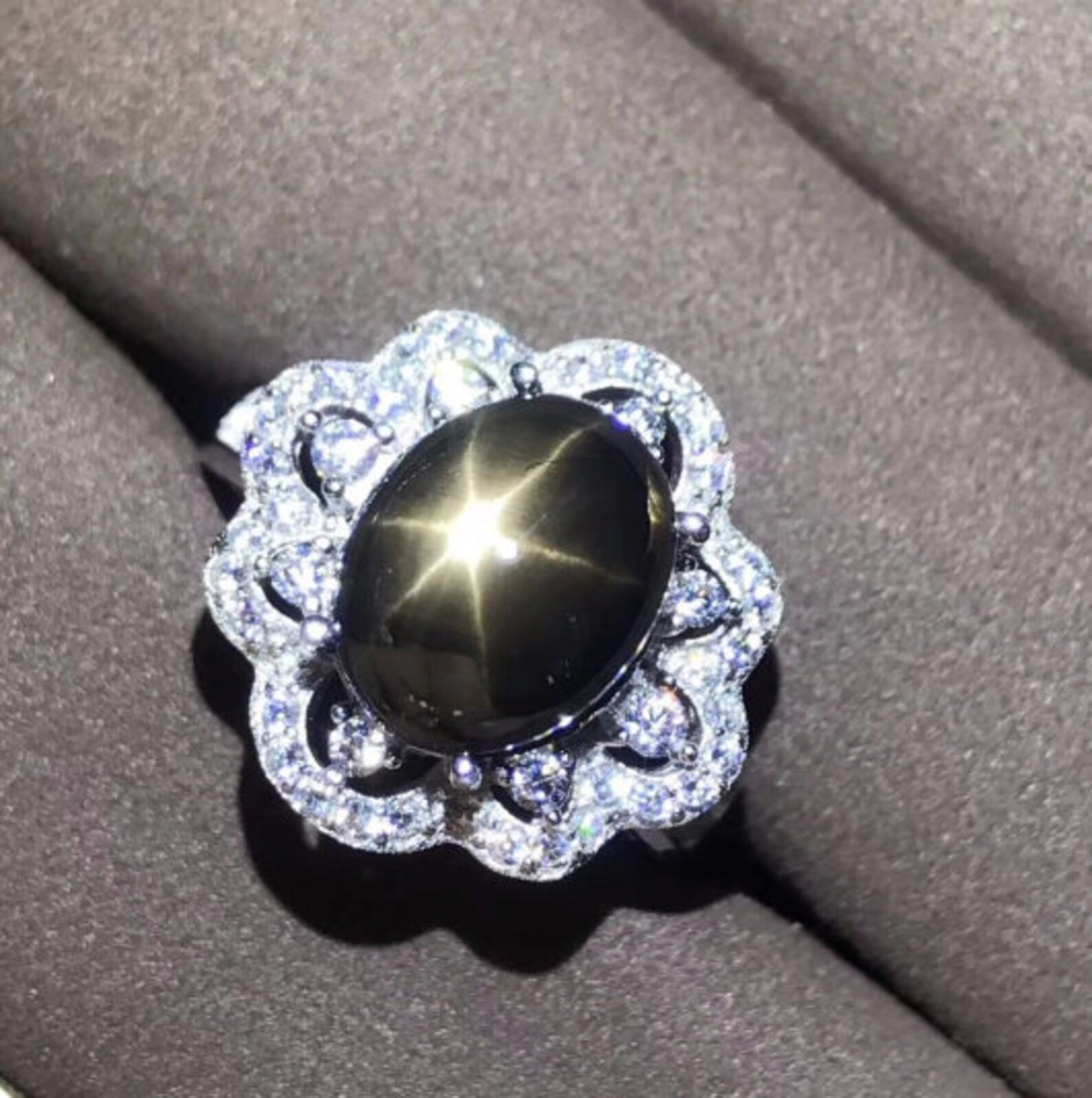 Starlight Sapphire Ring Classic 925 Pure Silver Star Line - Etsy