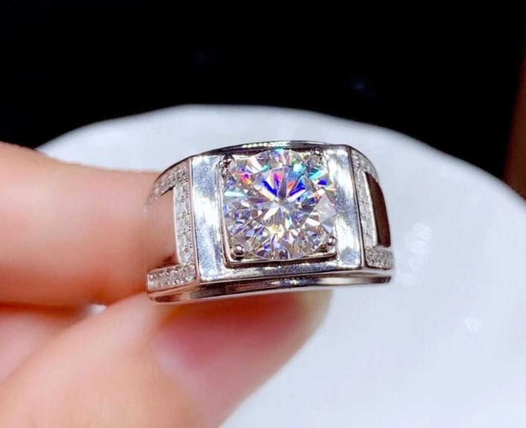 Mens Moissanite Ring for Men3/4/5 Carats Moissanited Color - Etsy