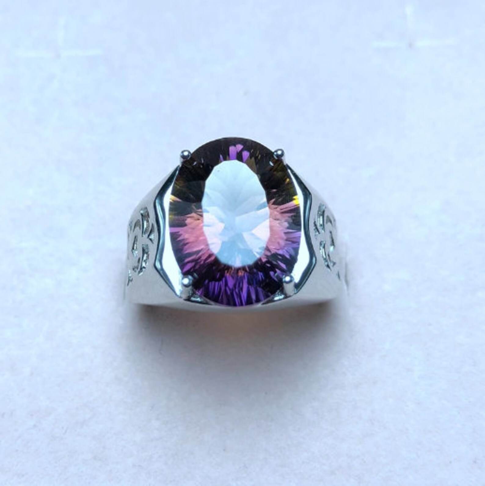 Natural Ametrine Ring Luxury Men's Ring Two Color Fire | Etsy
