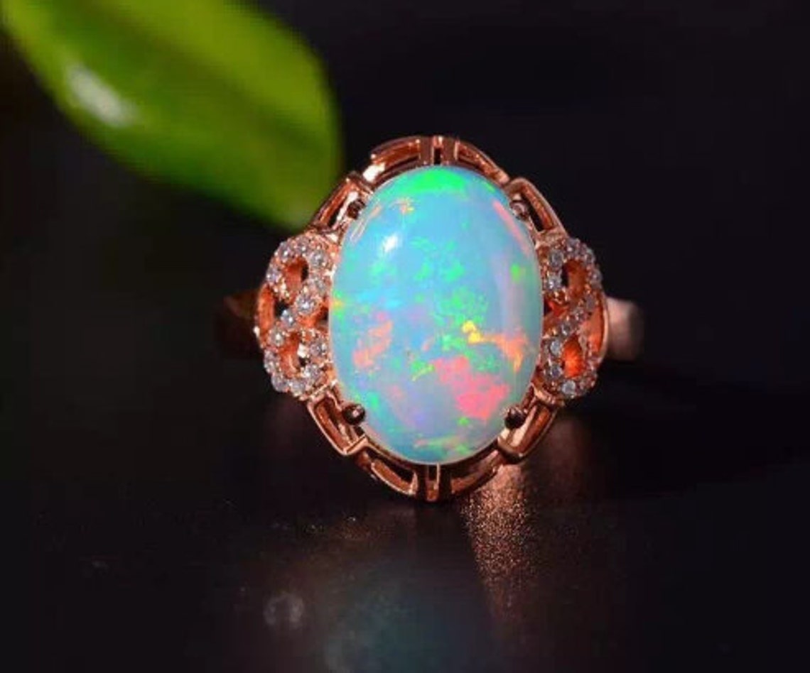 Natural Opal Ring solid 925 Sterling Silver Rings Fire Color | Etsy