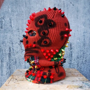 Custom Painted Studded Ski Mask Balaclava in Brown Red Black Gold - Etsy