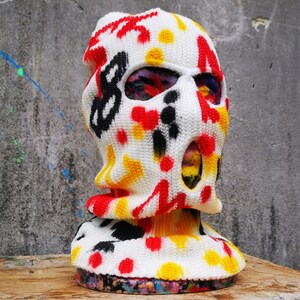 Painted Ski Mask Balaclava White Black Yellow - Etsy