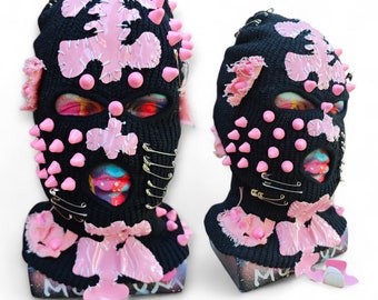 CUSTOM PATCHED Shiesty Ski Mask, Cap Punk Ski Mask, Spiked Skimask ...