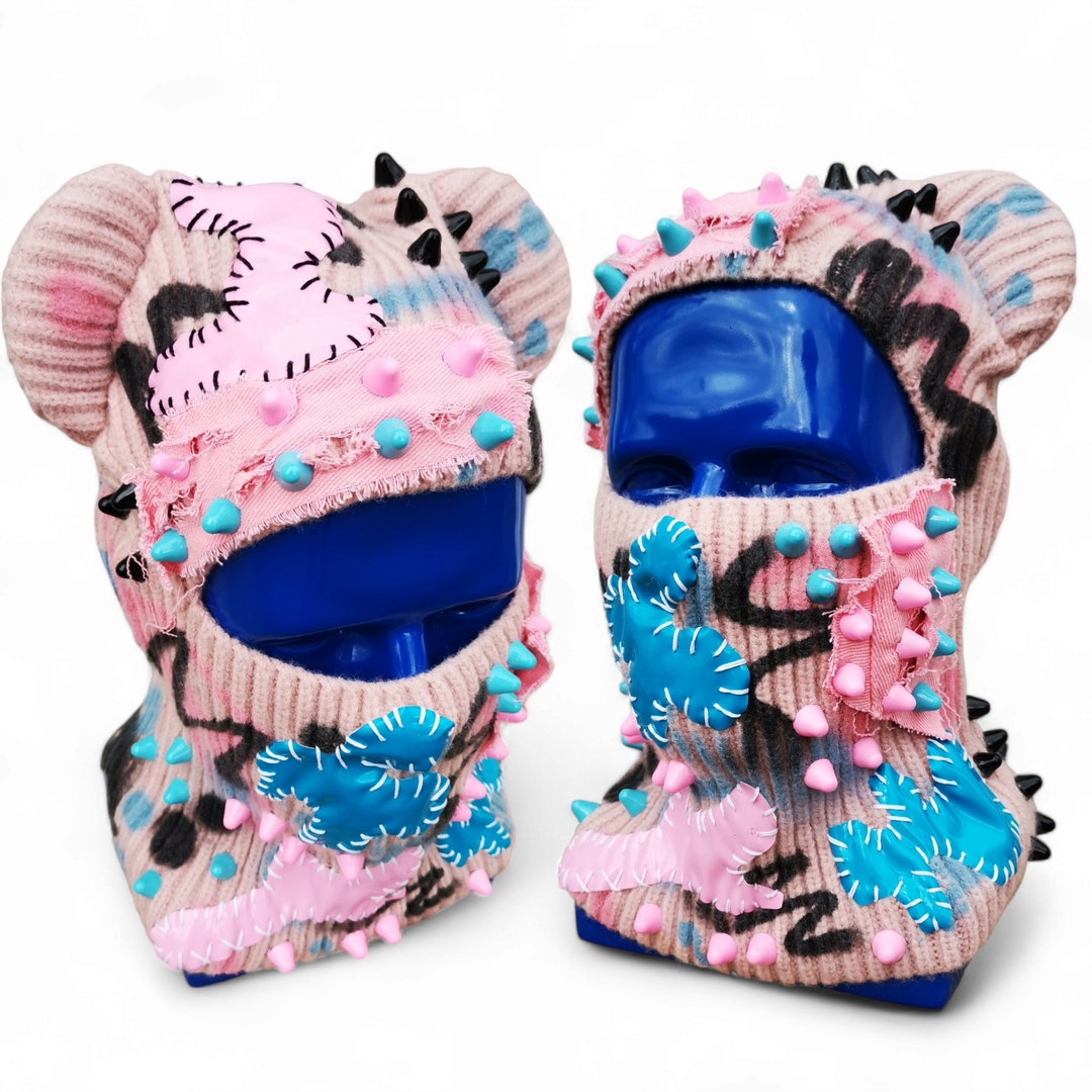 CUSTOM PAINTED Balaclava Ski Mask, SHIESTY Punk Ski Mask, Spiked ...
