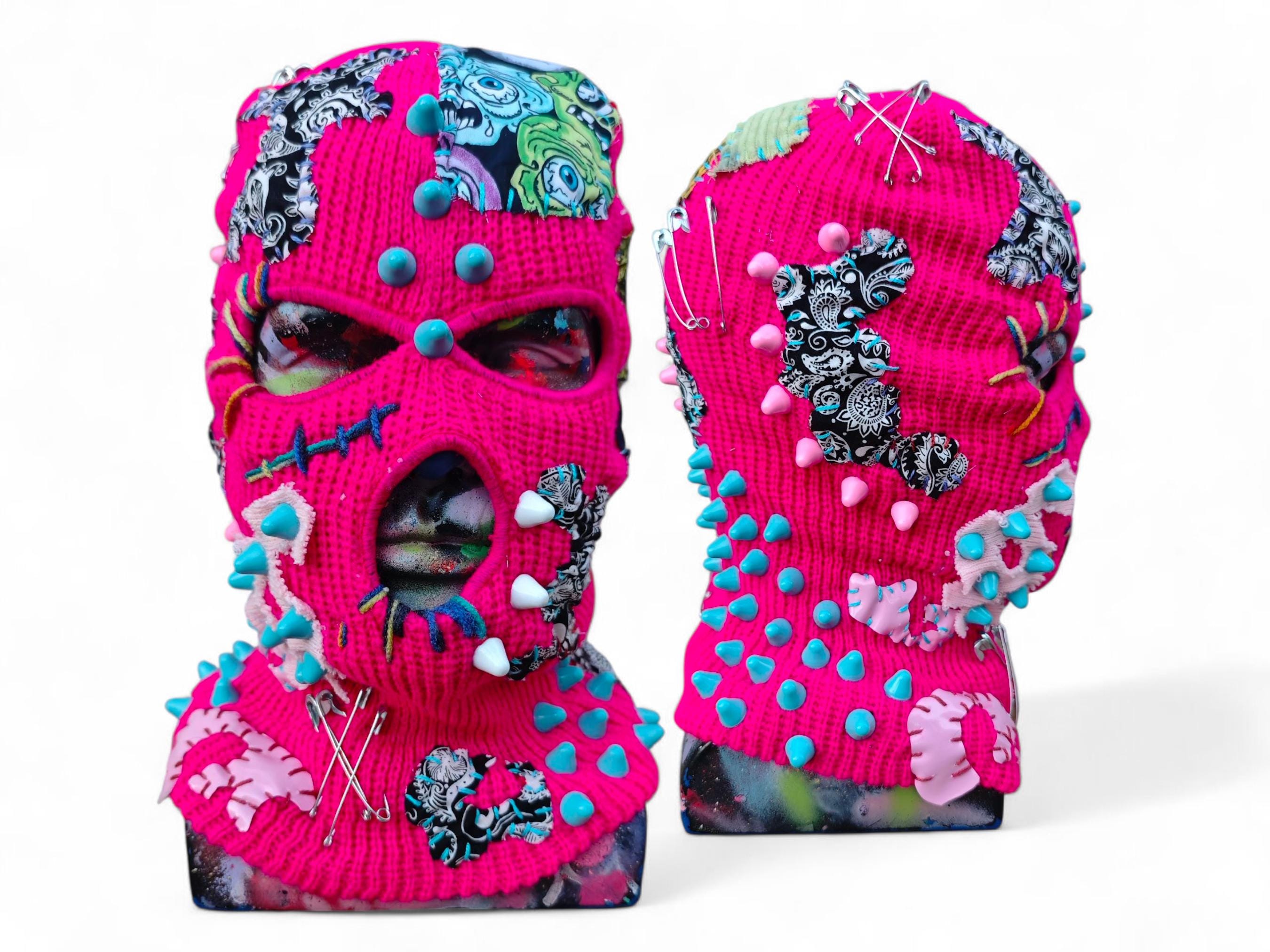 CUSTOM PAINTED - Balaclava Ski Mask, 3 Hole Punk Ski Mask, Spiked ...