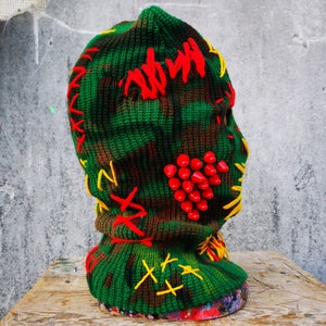 Custom Painted Spiked Ski Mask Balaclava Orange Green Red - Etsy
