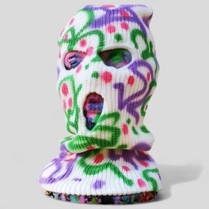 Custom Painted Spiked Ski Mask Balaclava White Pink Green - Etsy