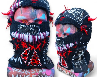 CUSTOM PATCHED Shiesty Ski Mask, Cap Punk Ski Mask, Spiked Skimask ...