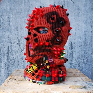 Custom Painted Studded Ski Mask Balaclava in Brown Red Black Gold - Etsy