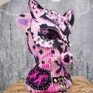 CUSTOM PAINTED Balaclava Ski Mask, BDSM Punk Ski Mask, Spiked Skimask ...