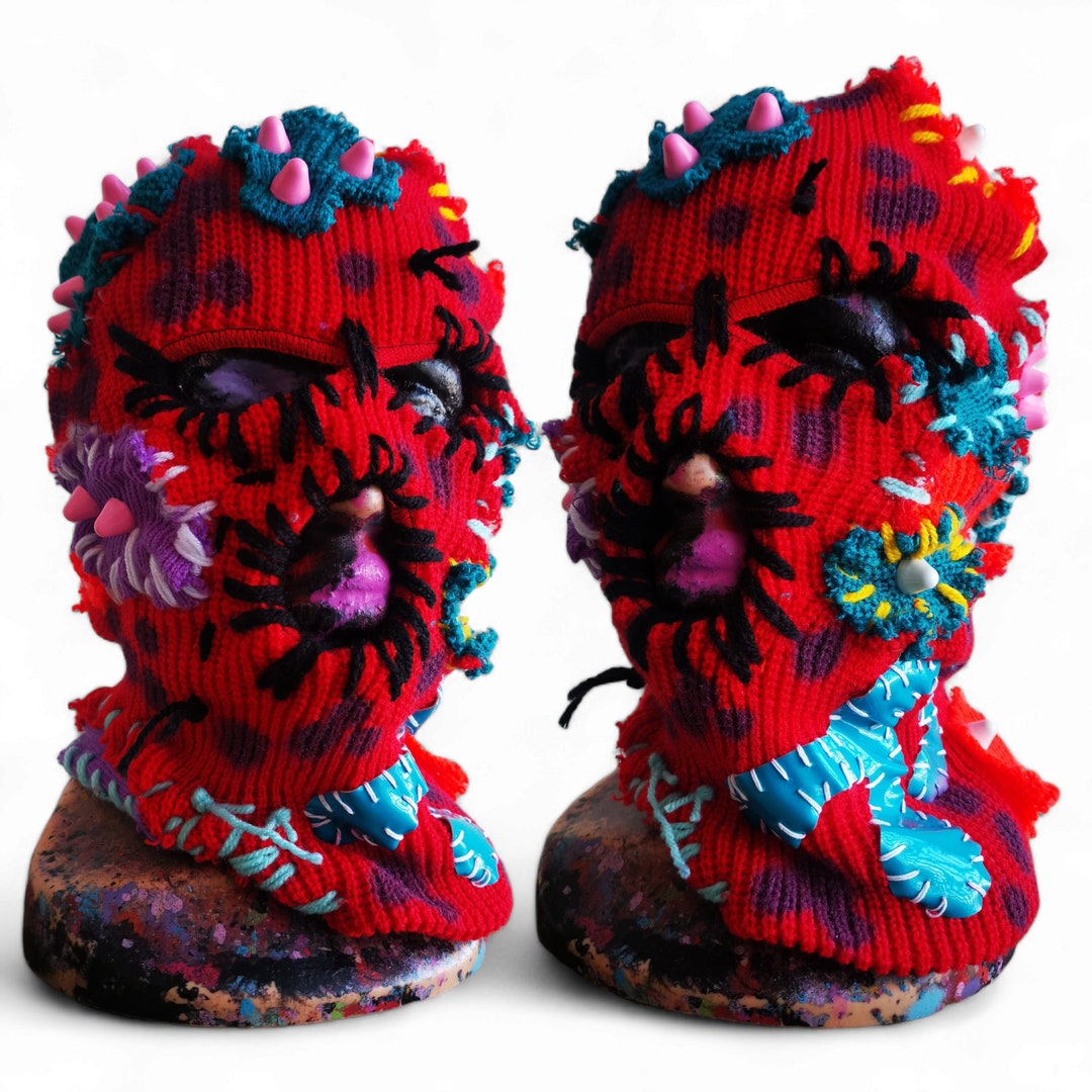 CUSTOM PATCHED Zombie Balaclava Ski Mask, 3 Hole Punk Ski Mask, Spiked ...