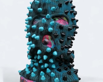 Custom Painted Spiked Ski Mask Balaclava Orange Green Red - Etsy