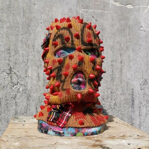 Custom Painted Ski Mask Balaclava With Brown Yellow Red - Etsy