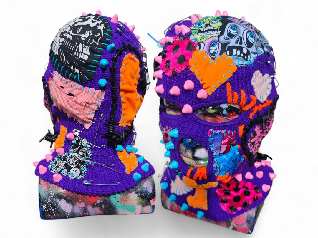 Custom Painted Spiked Ski Mask – 3 Hole Punk Balaclava - Etsy