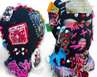 CUSTOM PATCHED Shiesty Ski Mask, Cap Punk Ski Mask, Spiked Skimask ...