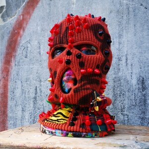 Custom Painted Studded Ski Mask Balaclava in Brown Red Black - Etsy