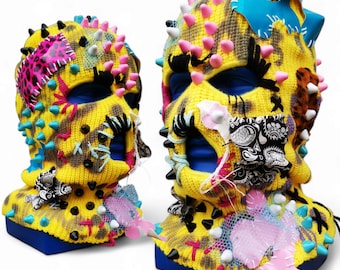 CUSTOM PATCHED Shiesty Ski Mask, Cap Punk Ski Mask, Spiked Skimask ...