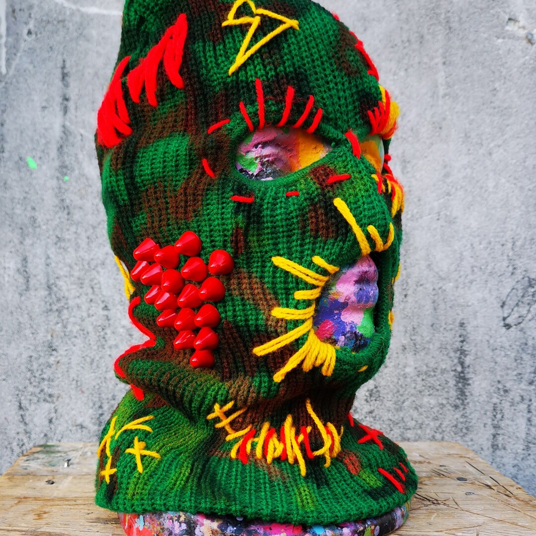 Custom Painted Spiked Ski Mask Balaclava Orange Green Red - Etsy