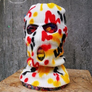 Painted Ski Mask Balaclava White Black Yellow - Etsy