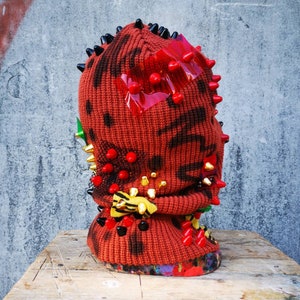 Custom Painted Studded Ski Mask Balaclava in Brown Red Black Gold - Etsy