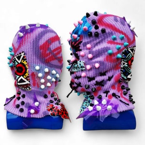 CUSTOM PAINTED Balaclava Ski Mask, 3 Hole Punk Ski Mask, Spiked Skimask ...