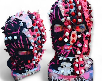 CUSTOM PATCHED Shiesty Ski Mask, Cap Punk Ski Mask, Spiked Skimask ...