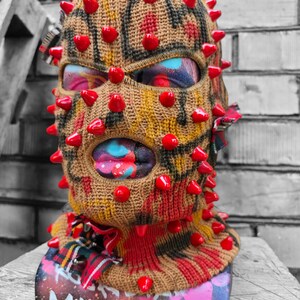 Custom Painted Ski Mask Balaclava With Brown Yellow Red - Etsy