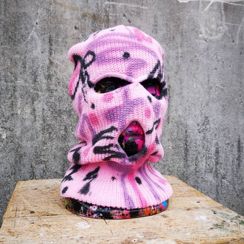 Custom Painted Spiked Ski Mask Balaclava Pink Black - Etsy