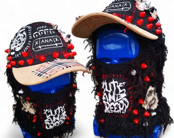 CUSTOM PATCHED Shiesty Ski Mask, Cap Punk Ski Mask, Spiked Skimask ...