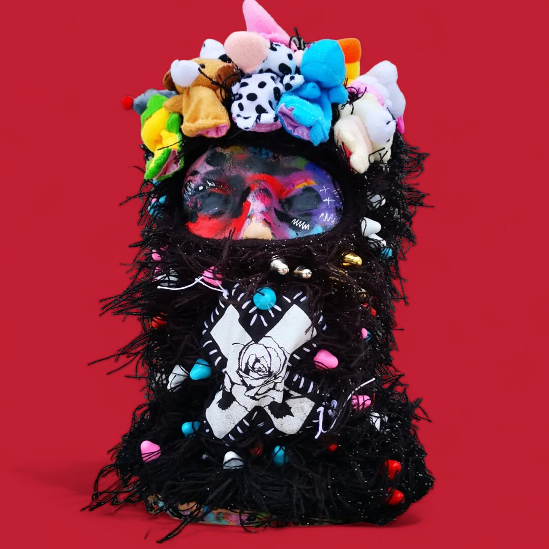 CUSTOM PATCHED Balaclava Ski Mask, Plushdoll Punk Ski Mask, Spiked ...