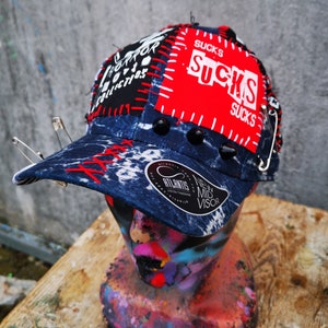 CUSTOM PATCHED Bleach Effect Baseball Cap , Punk Cap , Cap for Men ...