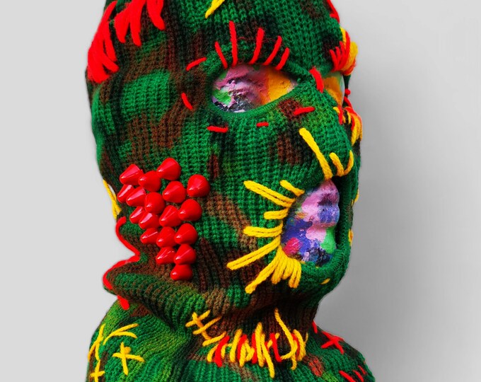 Custom Painted Spiked Ski Mask Balaclava Orange Green Red - Etsy