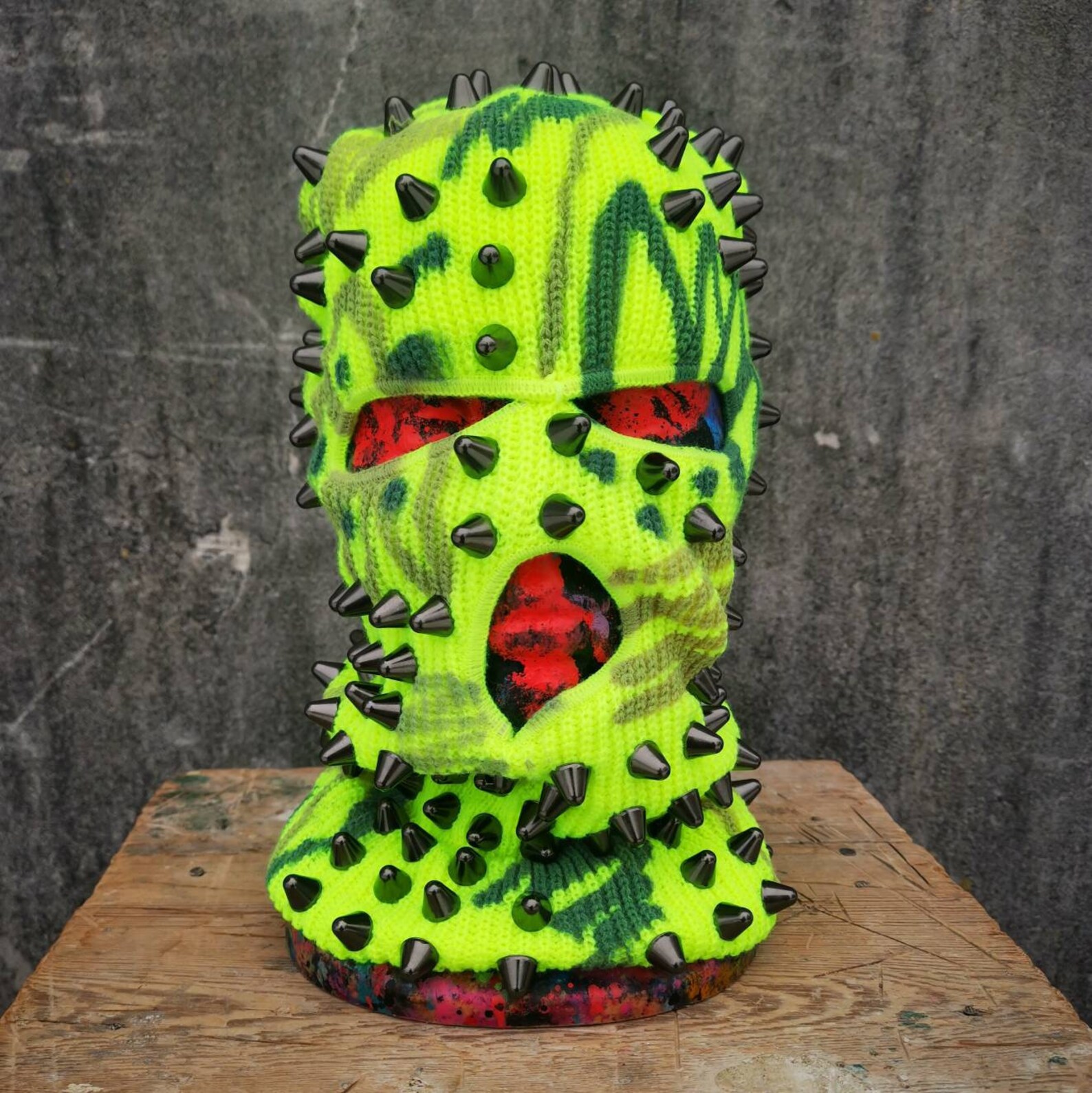 Custom Painted Spiked Ski Mask Balaclava Neon Green Purple | Etsy