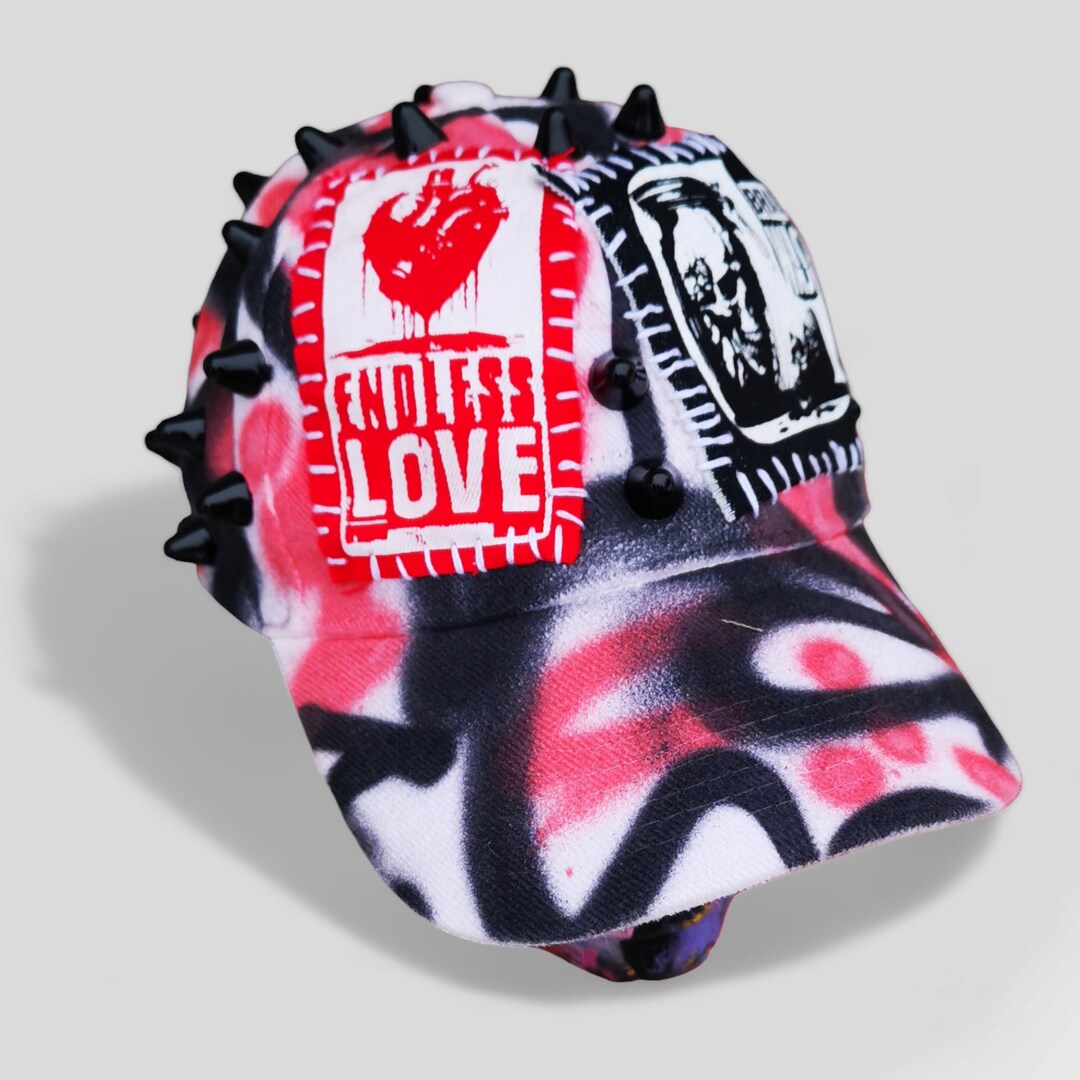 CUSTOM PATCHED Punk Trucker Cap, Studded Cap, Spiked Hat, Truck Driver ...