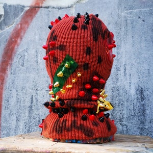 Custom Painted Studded Ski Mask Balaclava in Brown Red Black Gold - Etsy