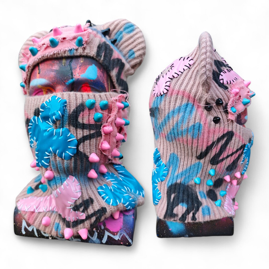CUSTOM PAINTED Balaclava Ski Mask, SHIESTY Punk Ski Mask, Spiked ...