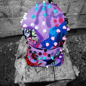 CUSTOM PAINTED Balaclava Ski Mask, 3 Hole Punk Ski Mask, Spiked Skimask ...