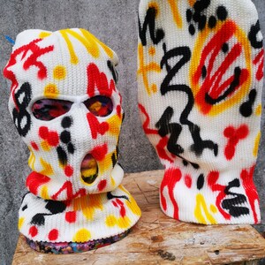 Painted Ski Mask Balaclava White Black Yellow - Etsy