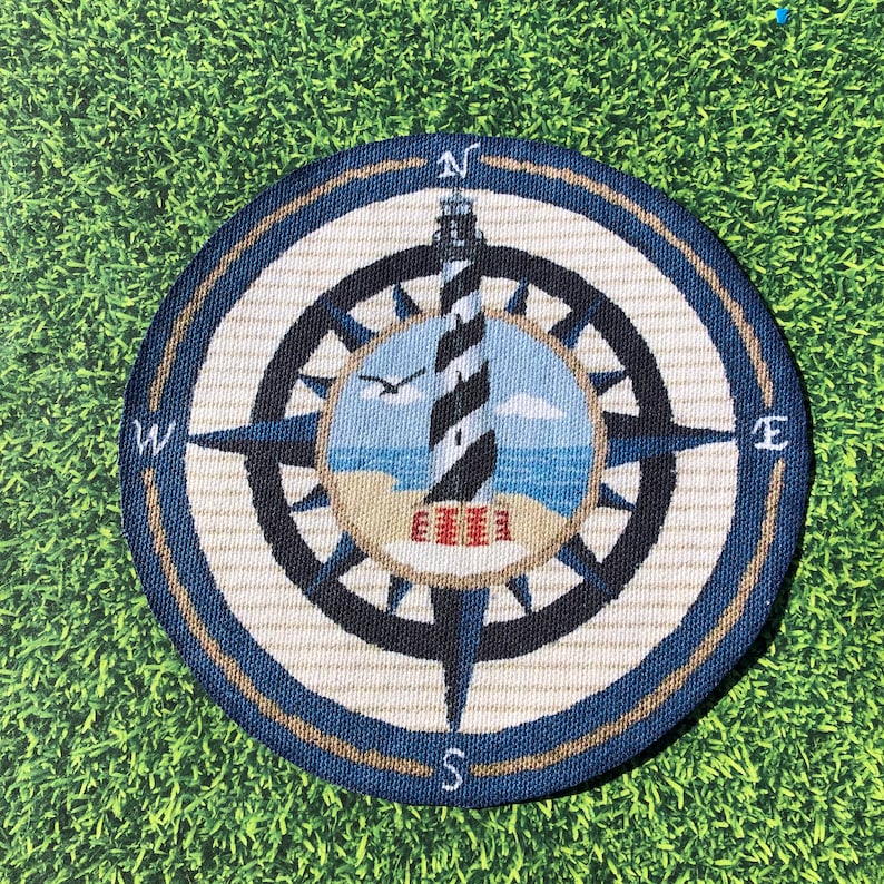 Dollhouse miniature round area rug Compass Lighthouse print | Etsy