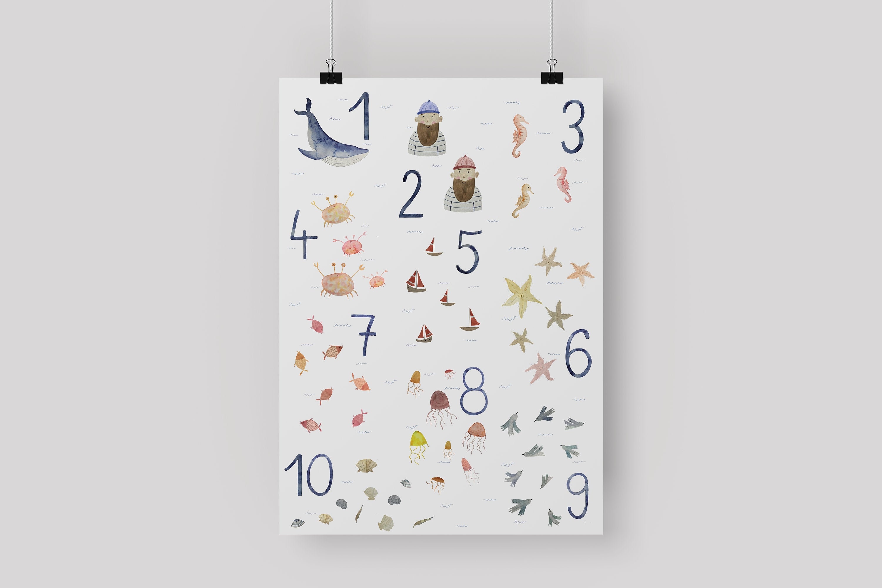 Zahlen Poster Meer A3 Poster Zahlen Lernposter Zahlen - Etsy