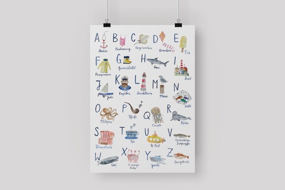 ABC Poster Meer Alphabet-Poster A3 Poster Meer Buchstaben | Etsy