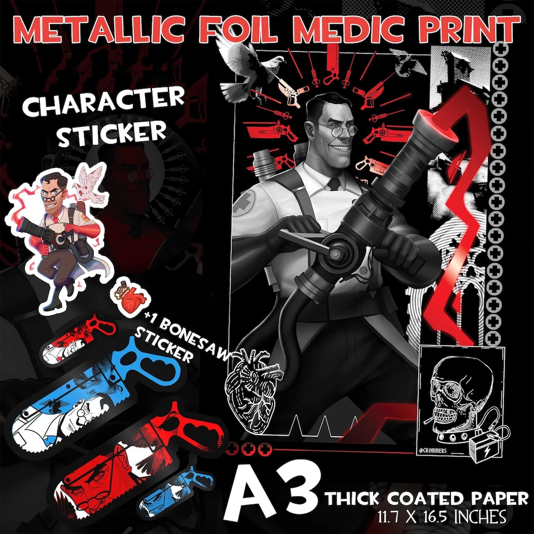 TF2 Medic Metallic Foil A3 Print + Extras - Etsy