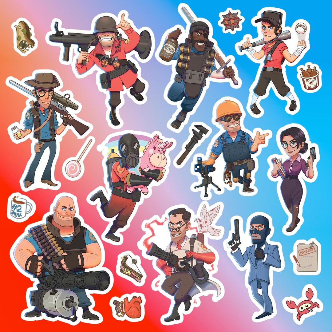 Team Fortress 2 Stickers - All Mercs + Miss Pauling - Etsy