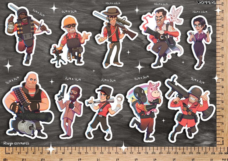 Team Fortress 2 Stickers - All Mercs + Miss Pauling - Etsy