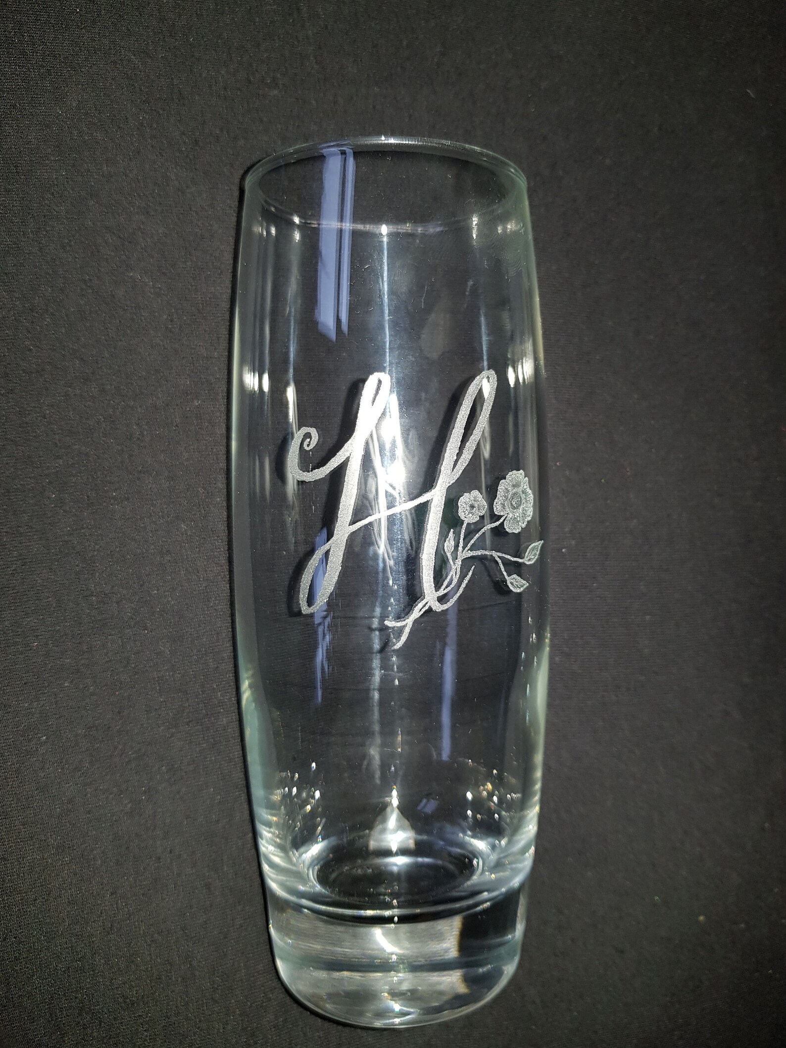 Hand Engraved Personalised Monogram Letter Glass - Etsy