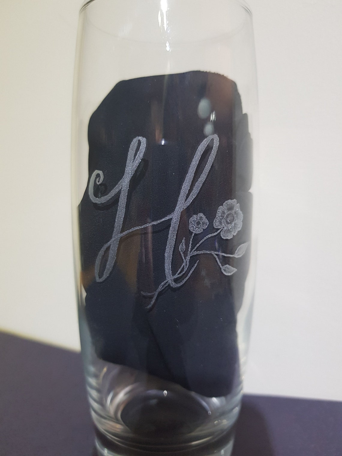 Hand Engraved Personalised Monogram Letter Glass - Etsy