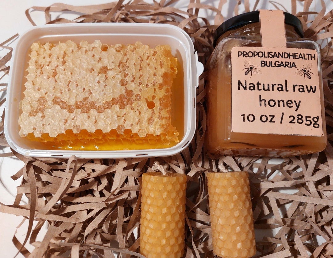 Raw Honey Gift Set, Honeycomb Gift Basket - Wildflower Honey Jar ...